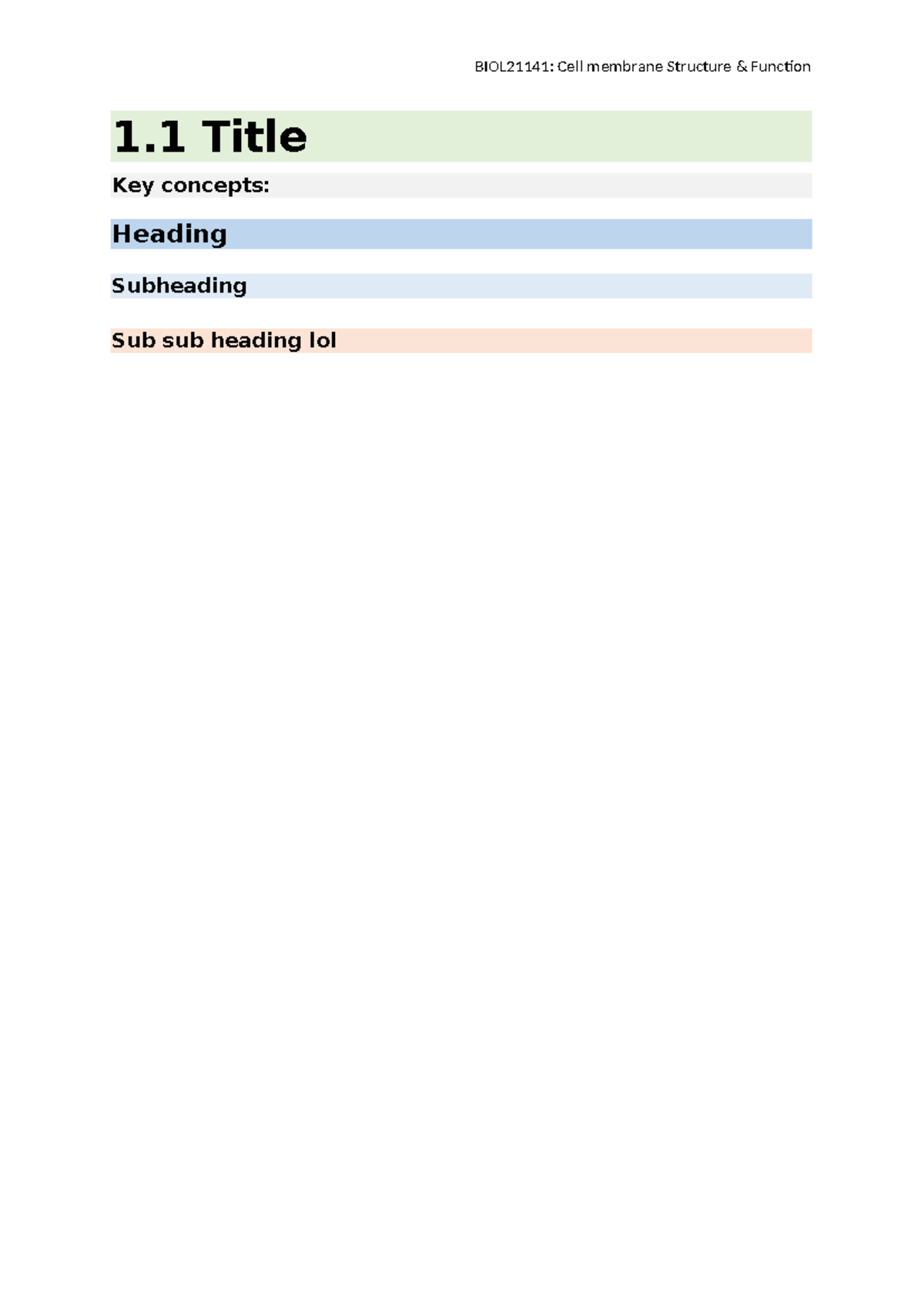 Cell membrane structure and function Lecture notes - BIOL21141 ... Cell membrane structure and function Lecture notes - BIOL21141 ...