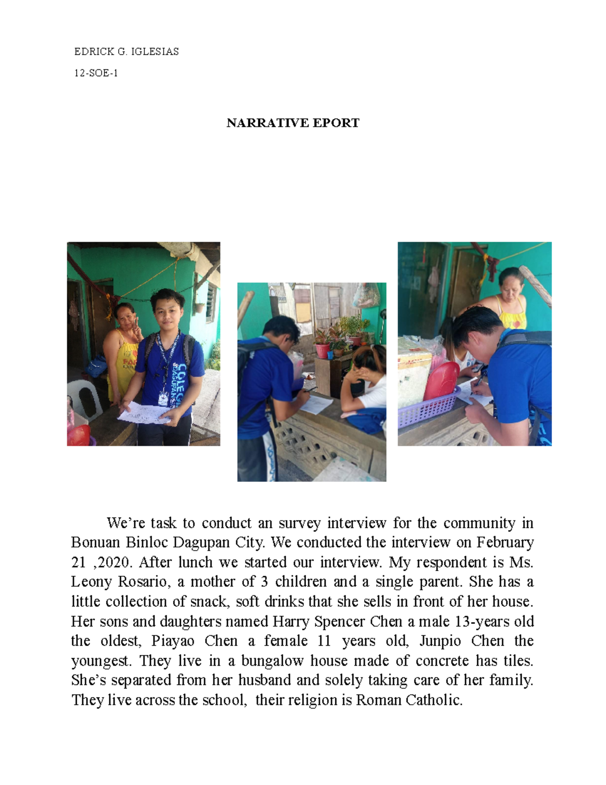 Narrative Report for our Studies - BSED Major in English - CDD - Studocu