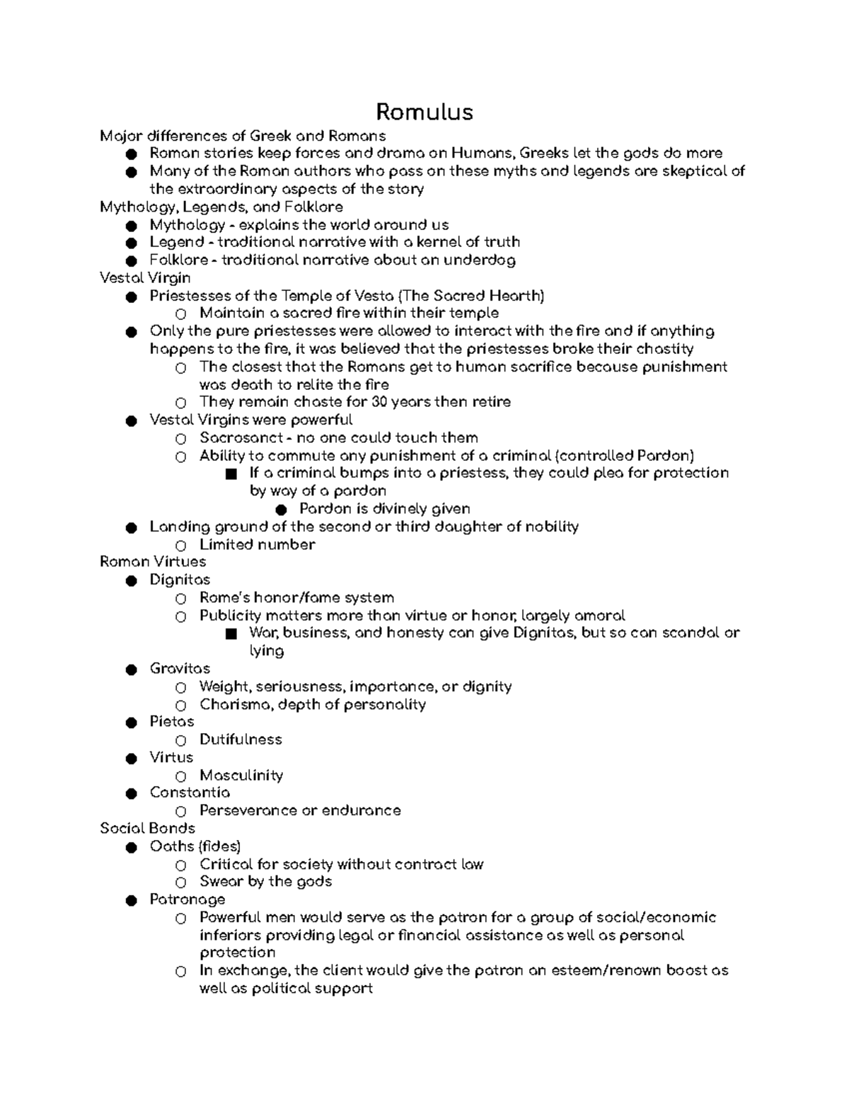Romulus - Professor Richard Shafer - Romulus Major differences of Greek ...