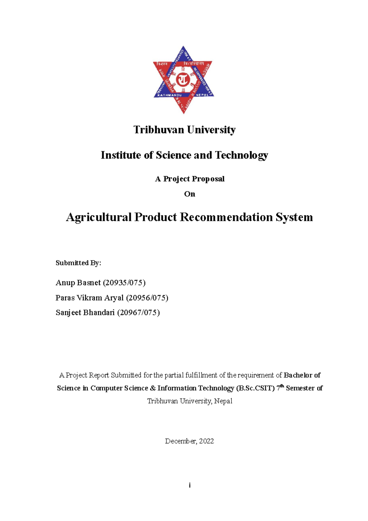 PRS proposal final - My project Report - Tribhuvan University Institute ...