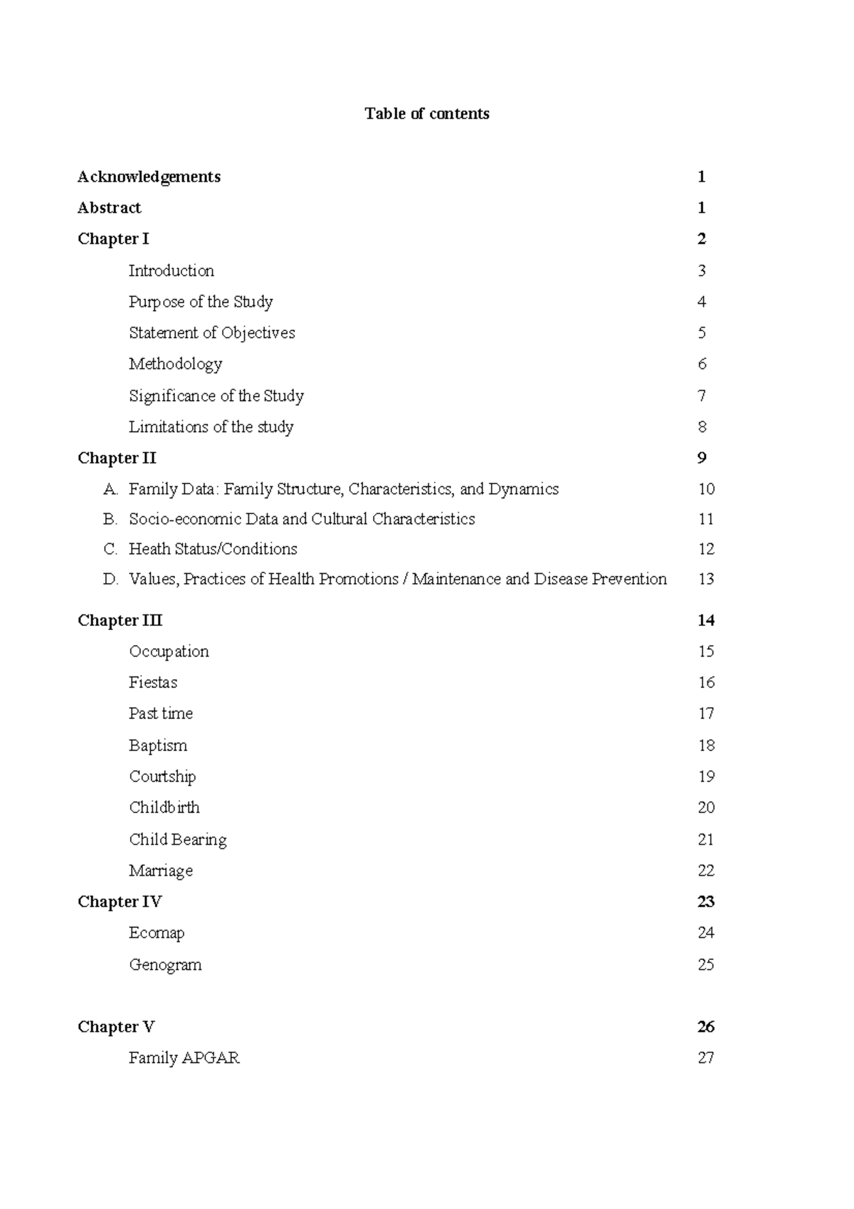 Manuscript Pakwan Family C3C4 - Table of contents Acknowledgements ...