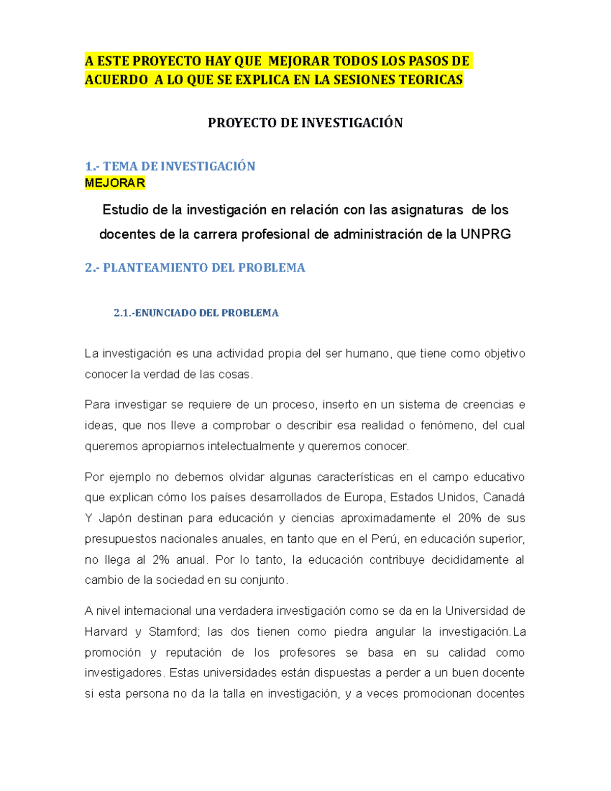 Proyecto de Investigación - A ESTE PROYECTO HAY QUE MEJORAR TODOS LOS ...