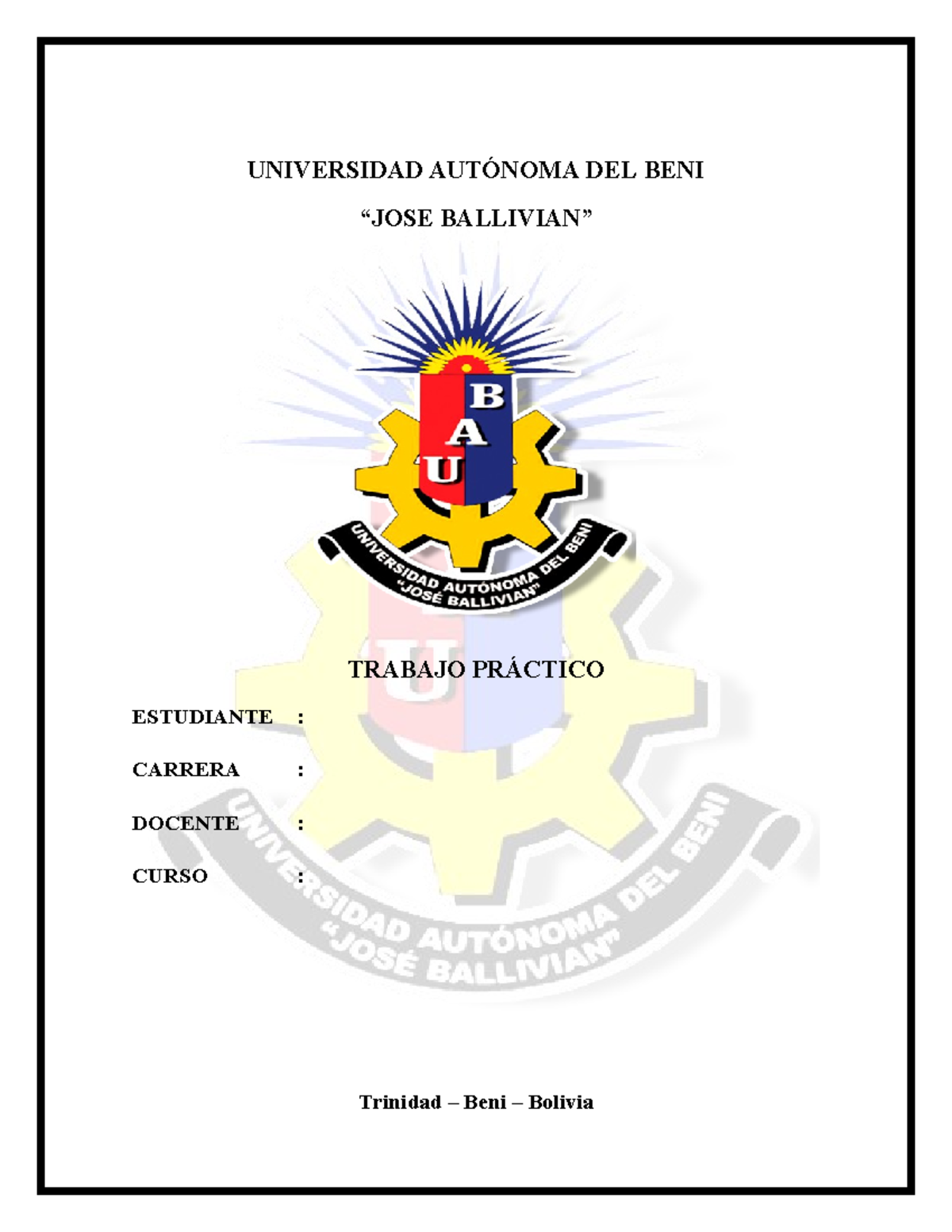 Caratula admin Universidad Autónoma DEL BENI - Comunicacion Oral y Escrita - UNIVERSIDAD ...