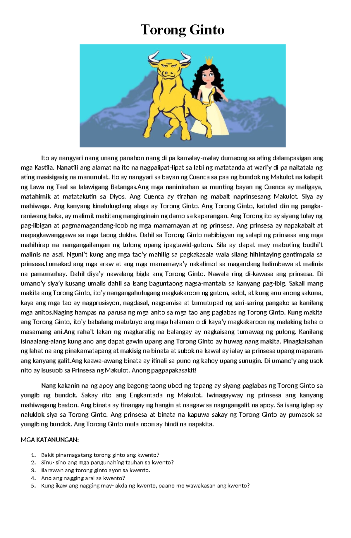 429532992-Torong-Ginto - Torong Ginto Ito ay nangyari nang unang ...