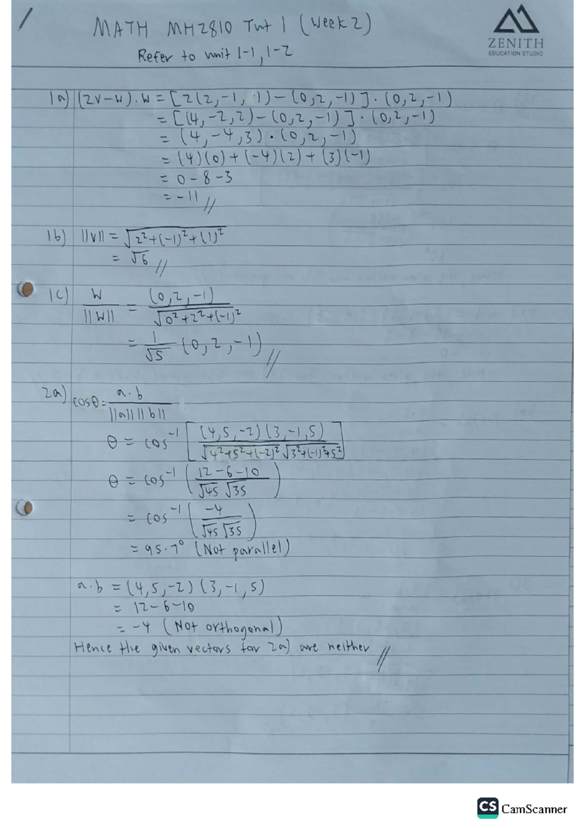 2023 MH2810 Math A Tut 1 My Answer sheet - MATH MH2810 Tht I (week 2 ...