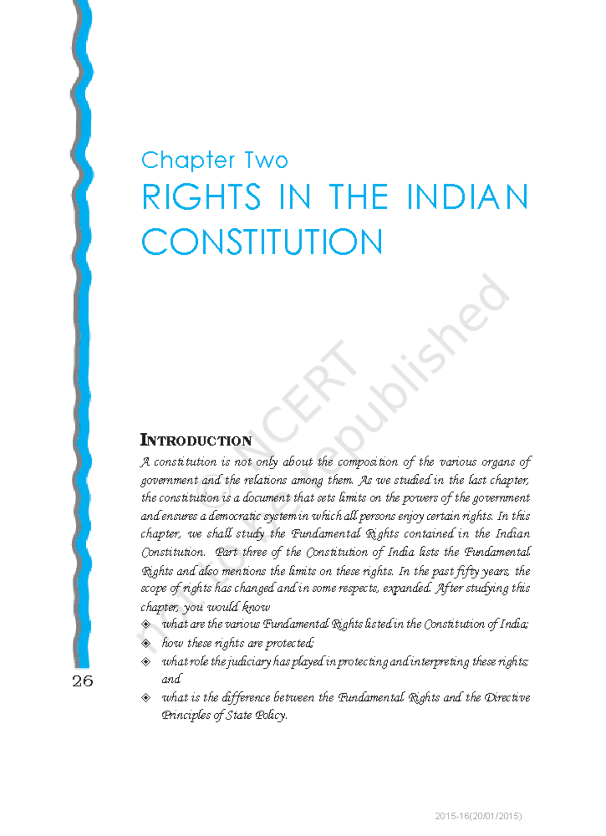 Rights in Indian constitution - 26 Indian Constitution at Work Chapter Two RIGHTS IN THE INDIAN ...