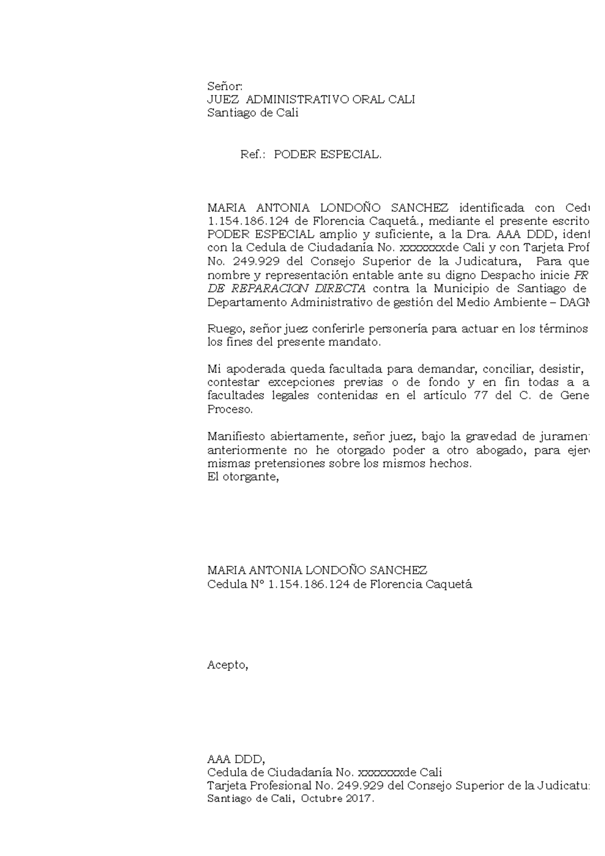 Modelo-demanda-administrativa-reparacion-directa compress - Señor: JUEZ ...