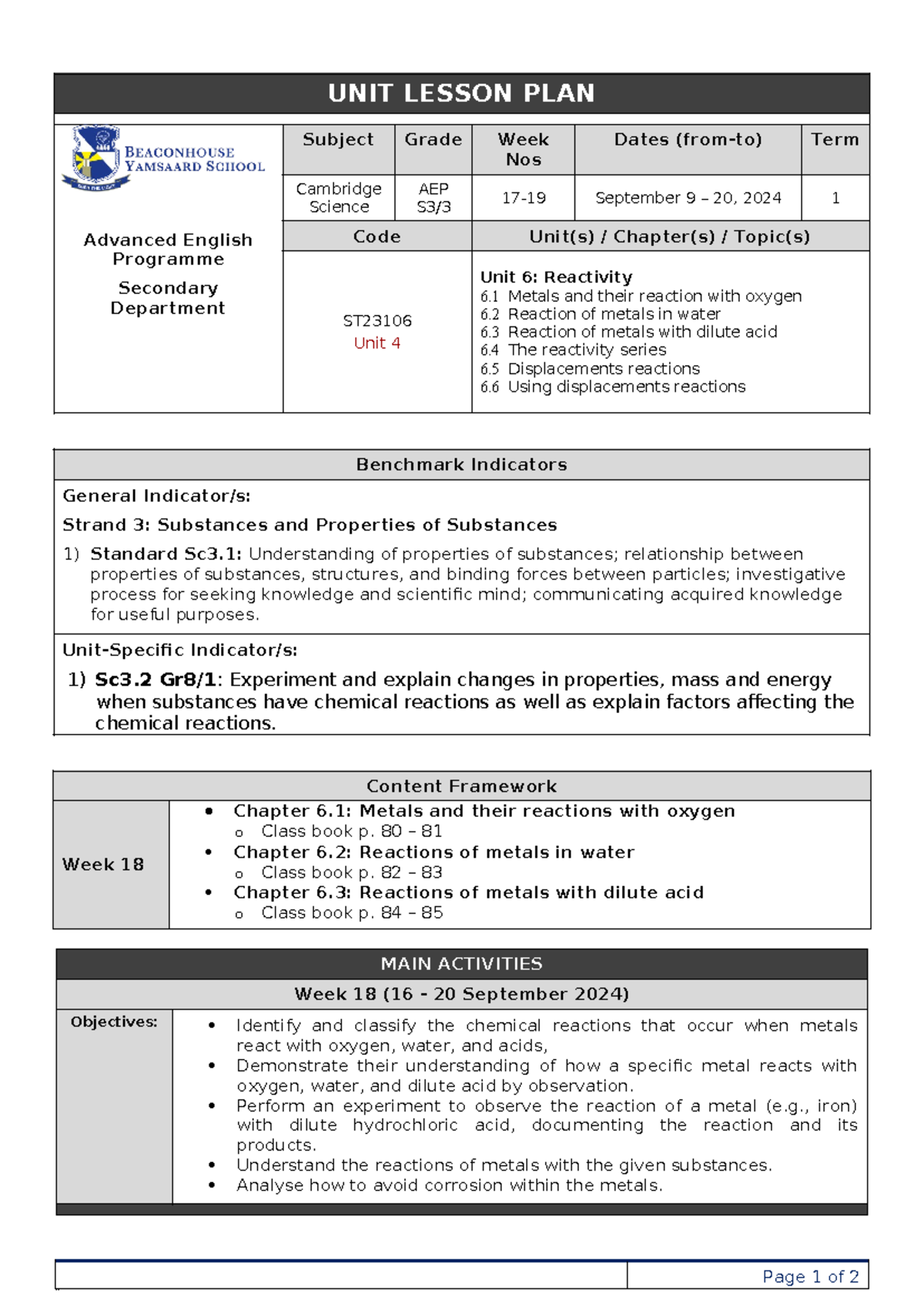 AEP S3 T1 SY2024 Unit 6 - Lesson Plan - UNIT LESSON PLAN Advanced ...