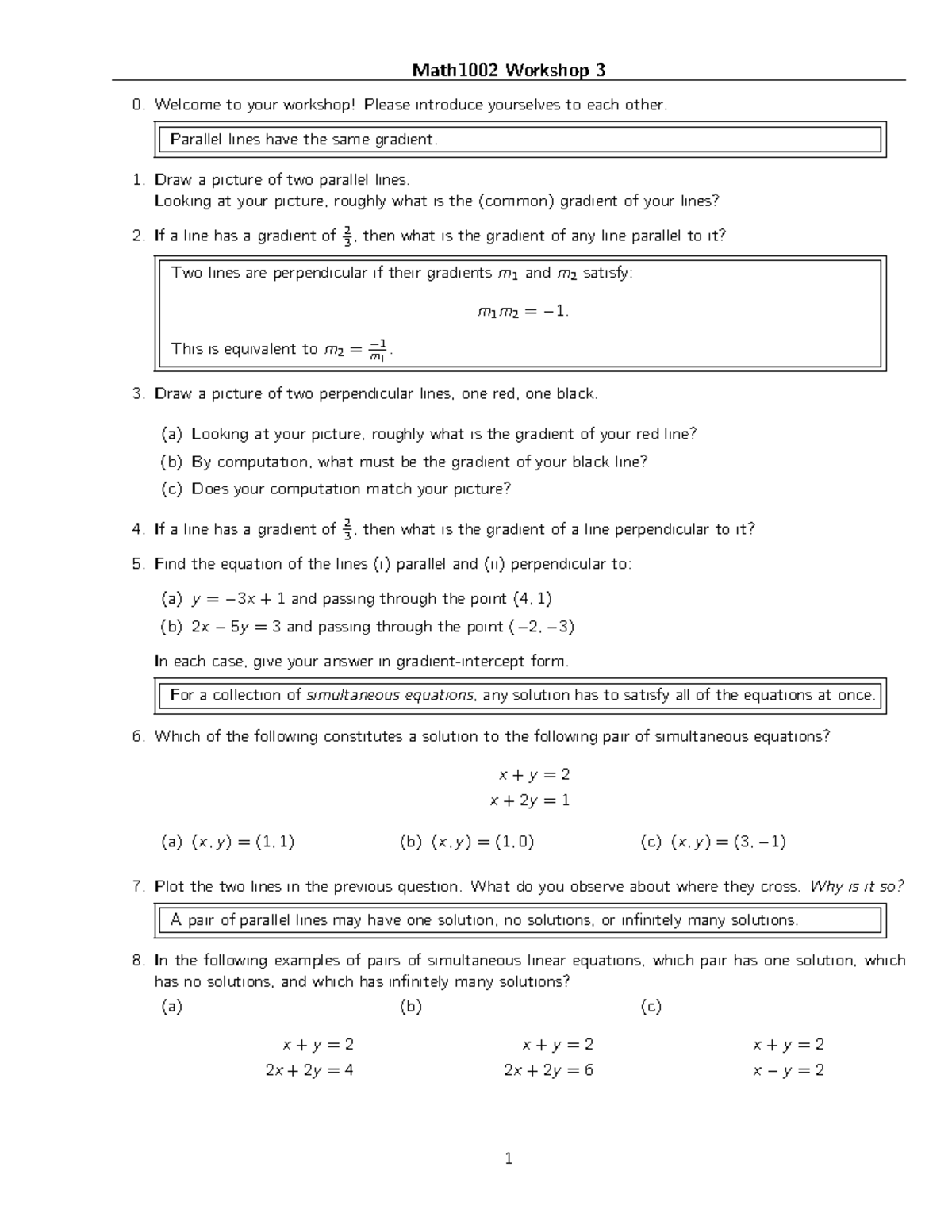 Workshop 03 - MAT1002 at Callaghan Campus - Math1002 Workshop 3 Welcome to your workshop! Please ...