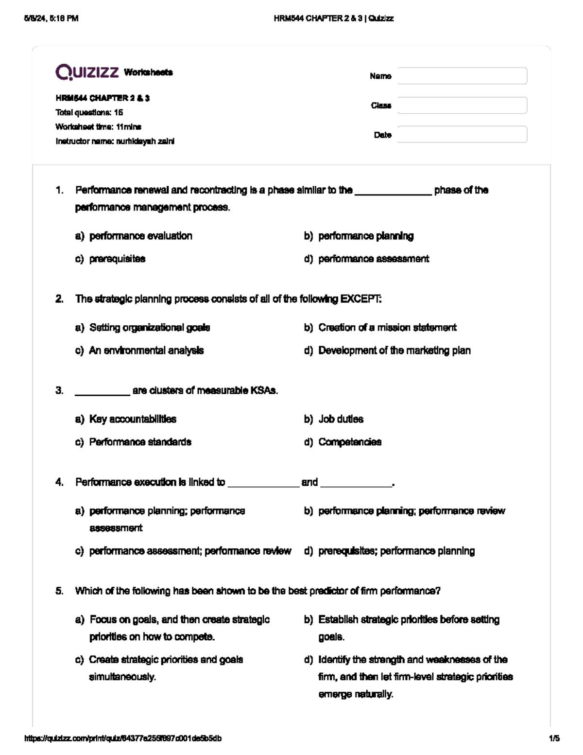 Quiz c2,3 - Universiti Teknologi MARA - Edit Course Performance ...