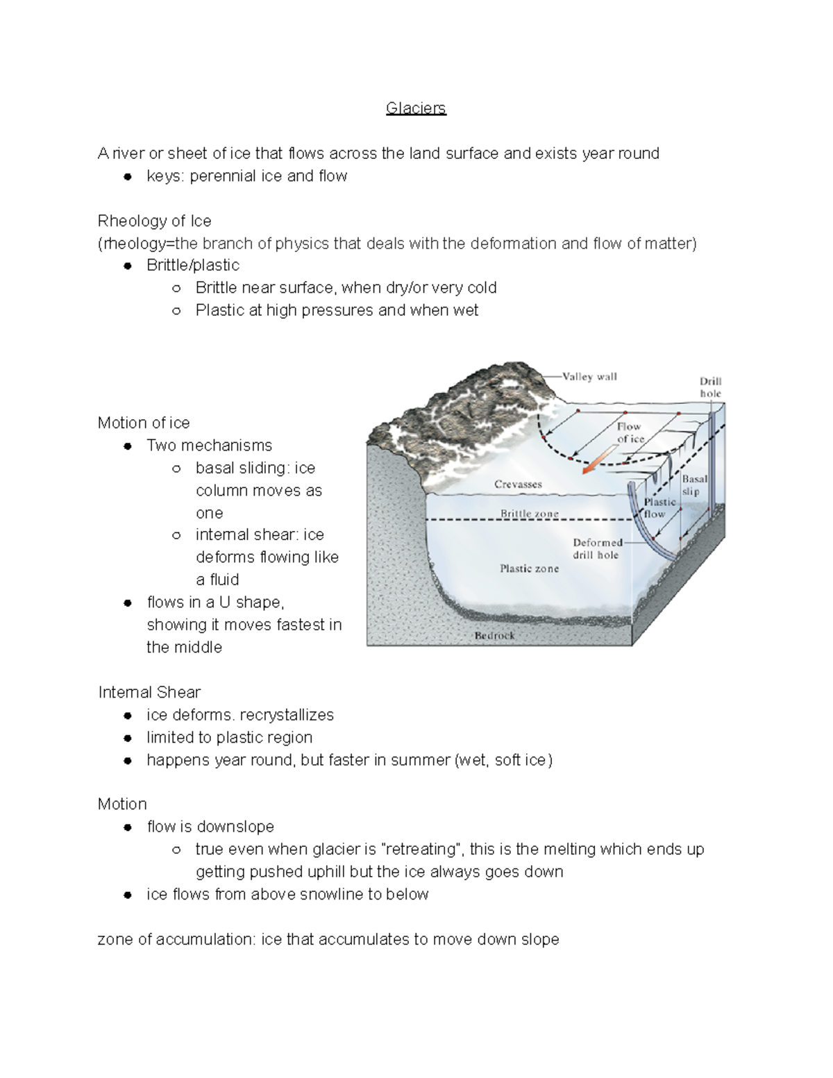 ESCI1005 Glaciers lecture notes - Glaciers A river or sheet of ice that ...