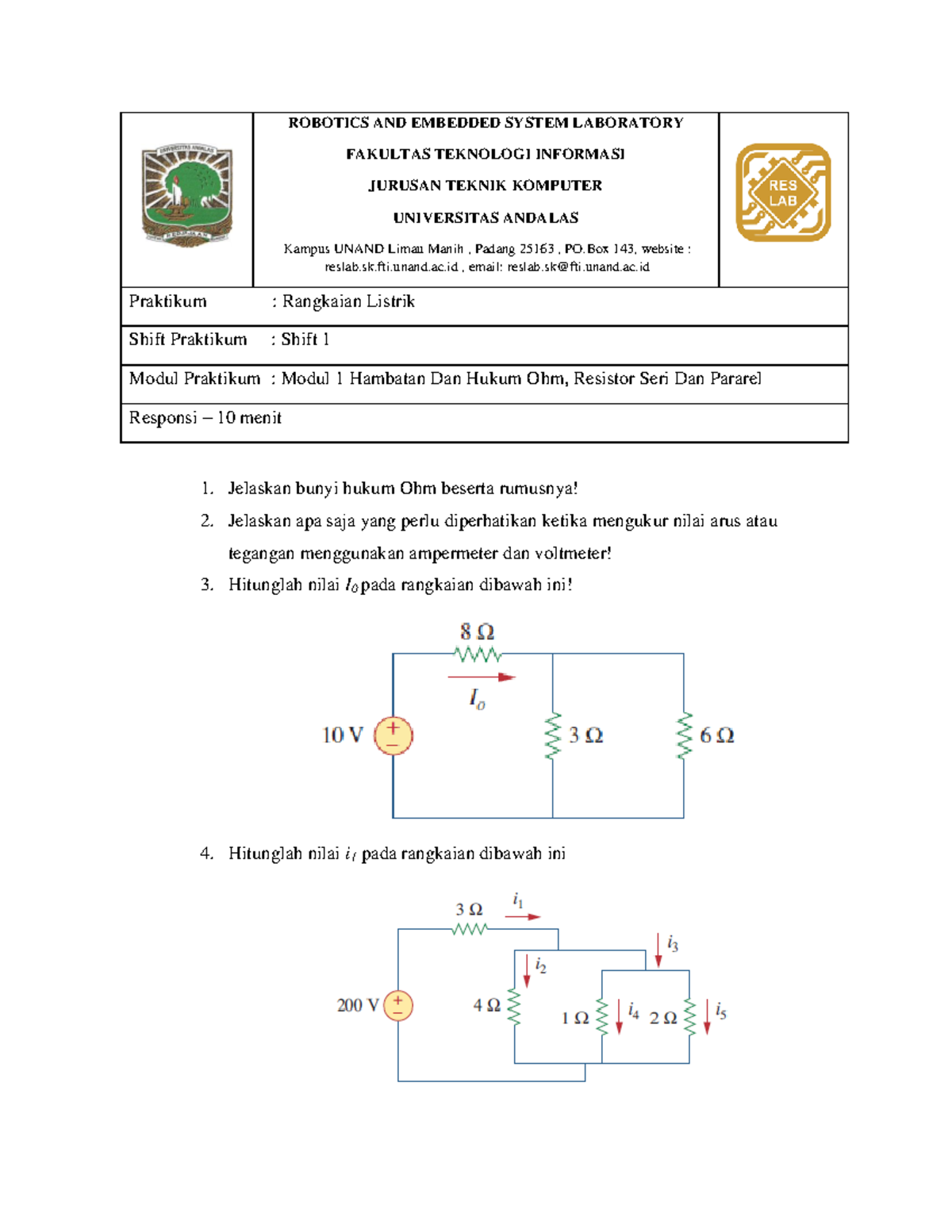 Responsi Modul 1 Shift 1 - ROBOTICS AND EMBEDDED SYSTEM LABORATORY ...