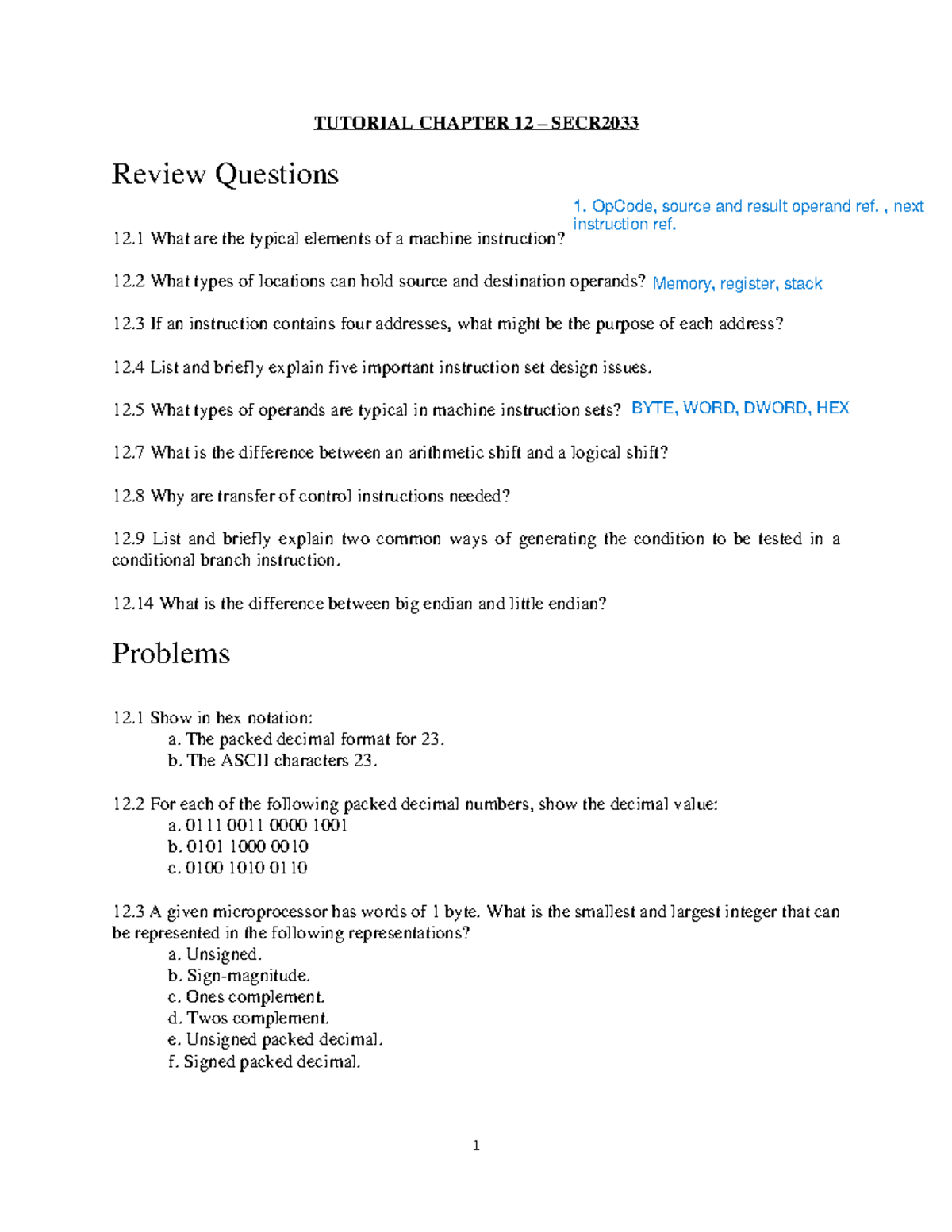 Tutorial Module 4a - Mid Term Practice - 1 TUTORIAL CHAPTER 12 – SECR Review Questions 12 What ...