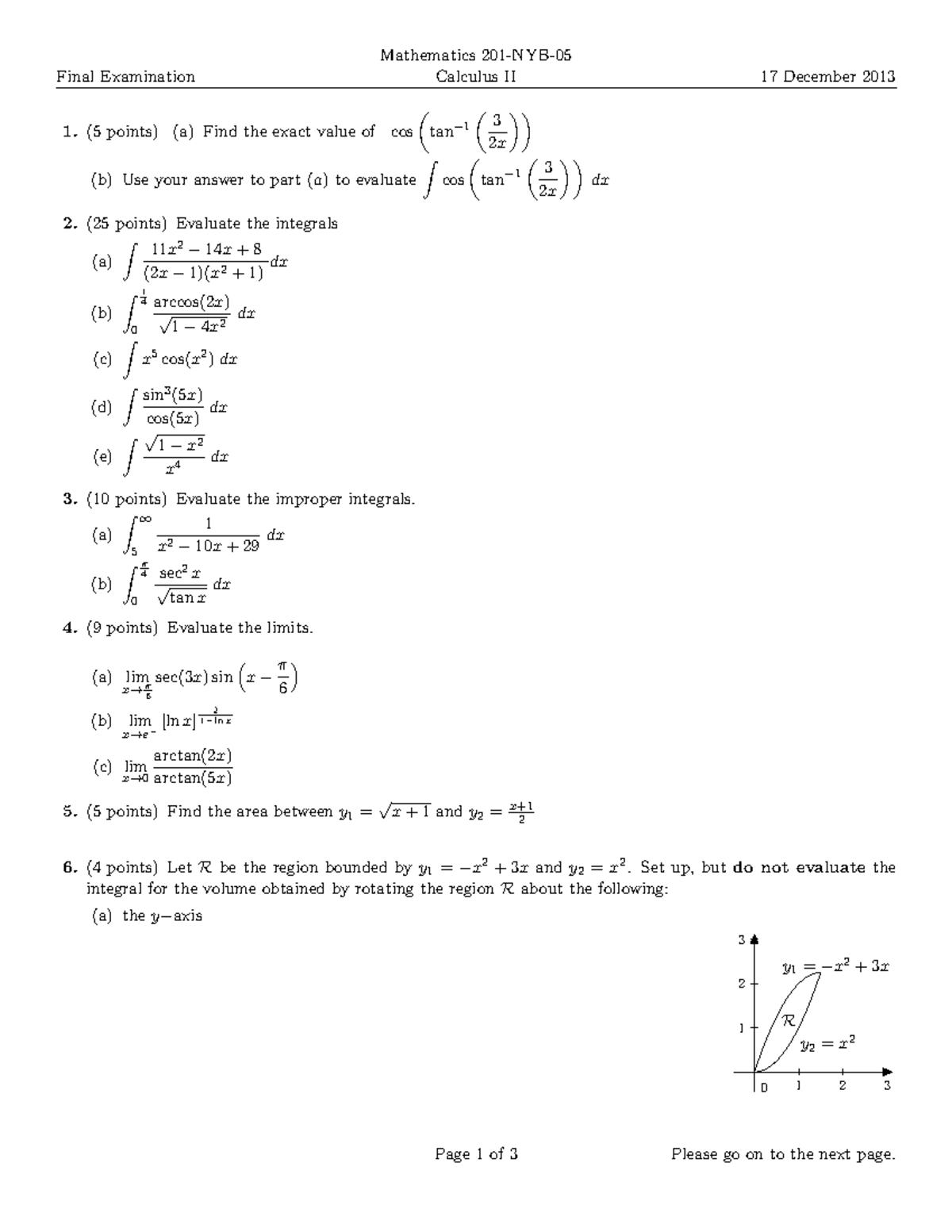 201 NYB 05 dec2013 2 - Practice problems - Final Examination Mathematics 201-NYB- Calculus II 17 ...