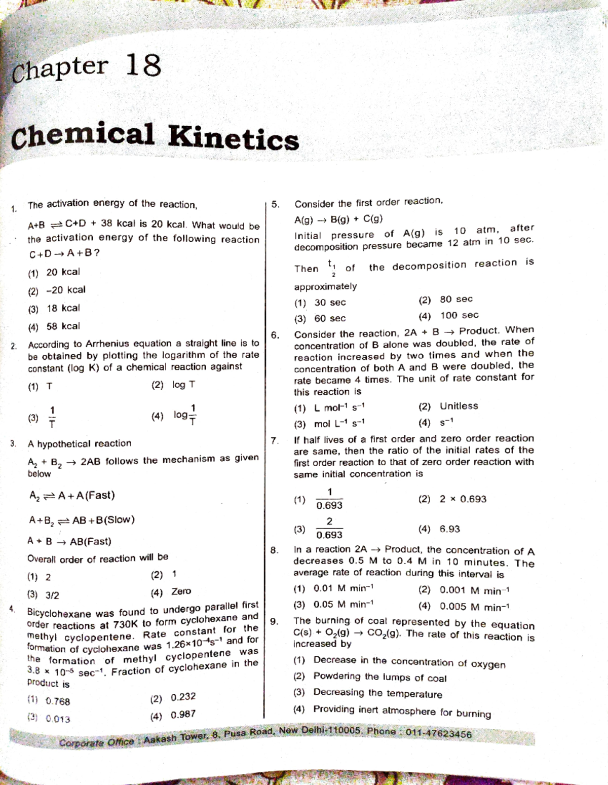 Chemical Kinetics - Chapter 18 Chemical Kinetics 4 The activation ...