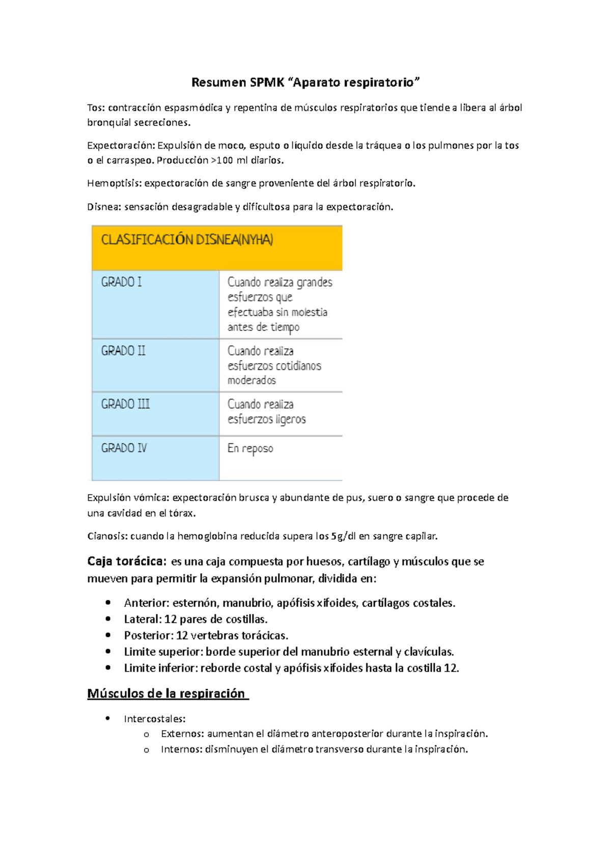 Resumen SPMK Aparato respiratorio - Resumen SPMK “Aparato respiratorio ...