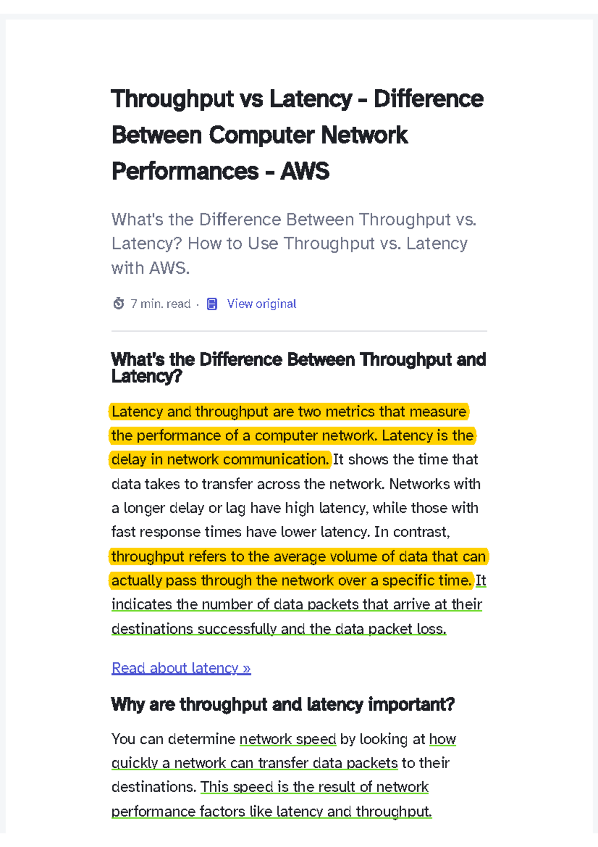 3 Throughput Vs Latency 7 Min Read · View Original Throughput Vs Latency Difference