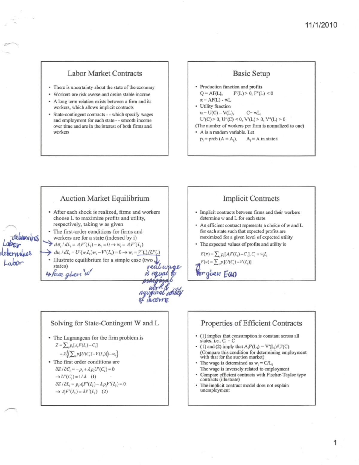 ECON 4021A - Topic 3b - Labour Market Contracts - 19,4142 Wm ‘60] Labor ...