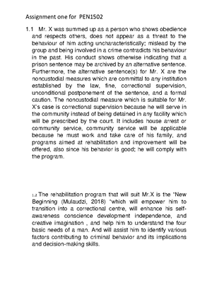 PEN1502 - PEN 1502 EXAMINATING ANSWER PAPER MAY Surname: Netshidzivhani ...