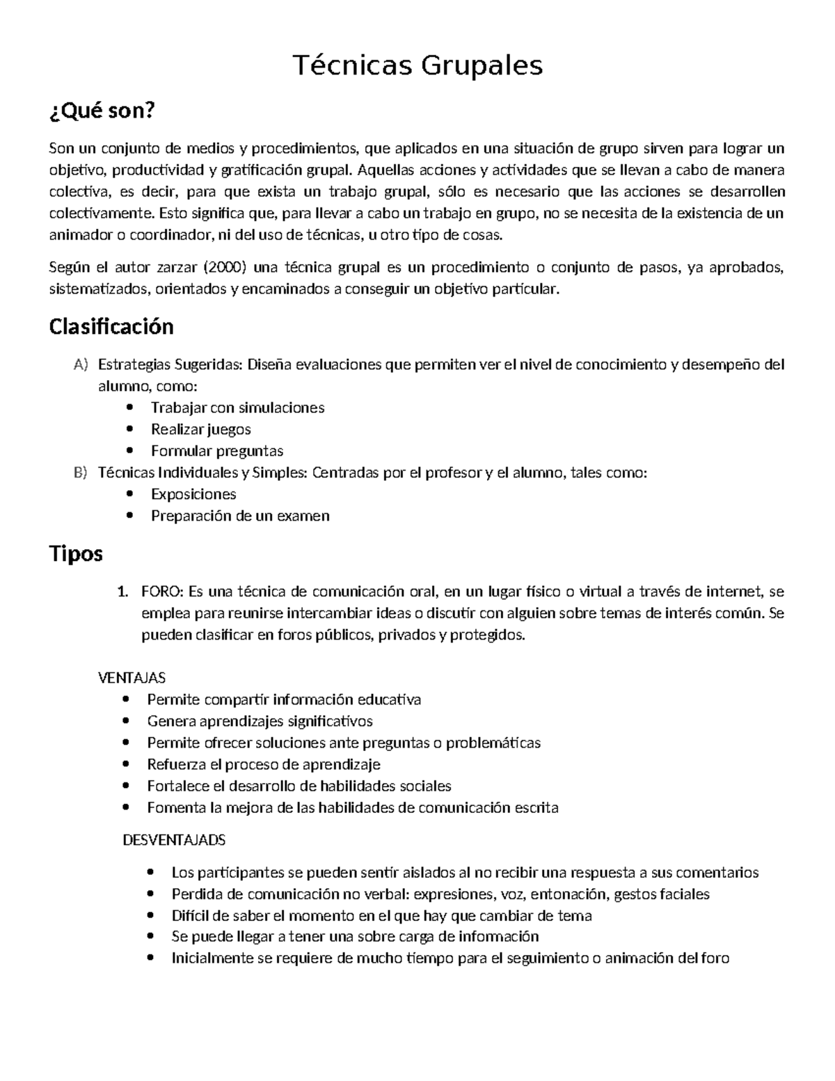 Guia Técnicas Grupales TCh - Técnicas Grupales ¿Qué son? Son un ...