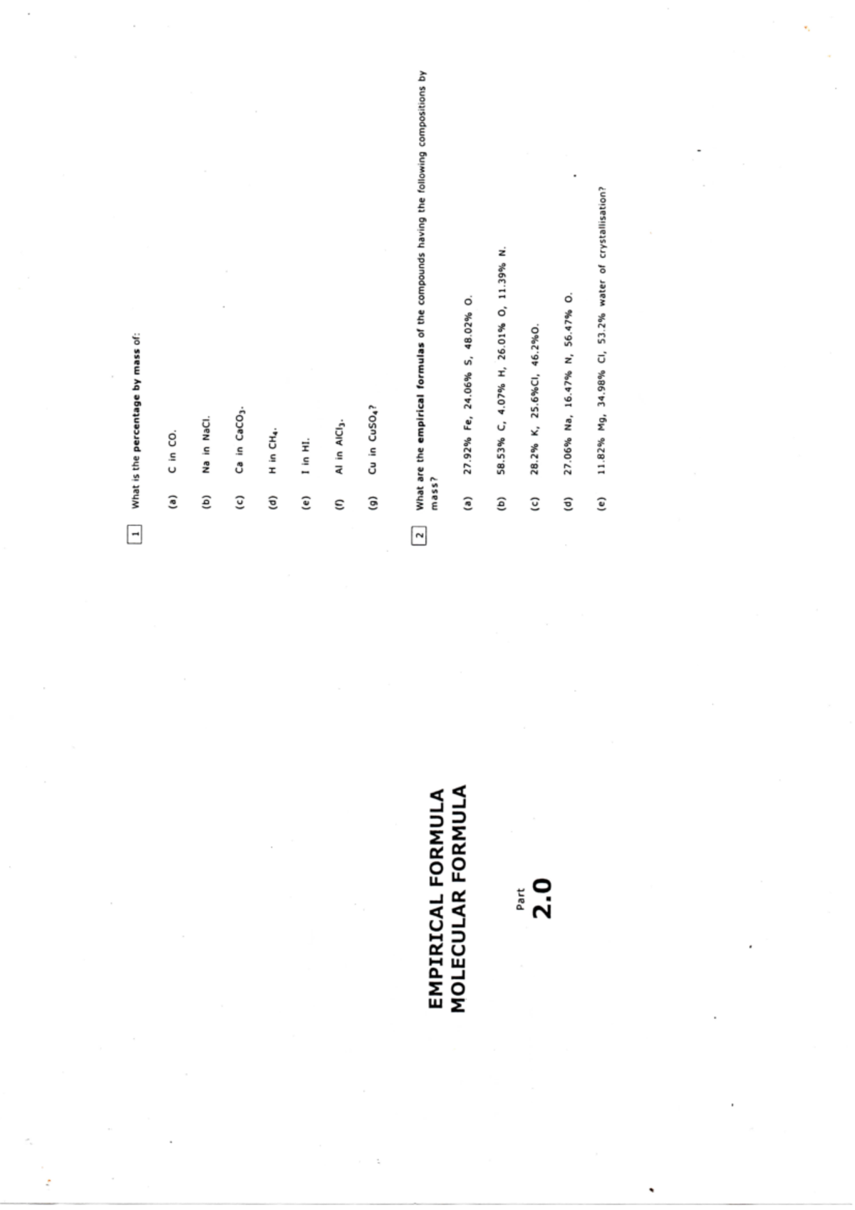 2.0 Empirical formula and Molecular Formula questions - Studocu