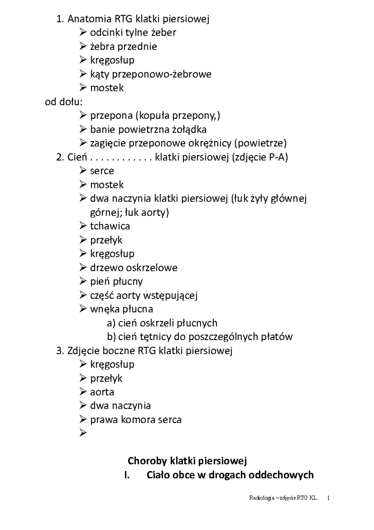1. Radjologia - Zdjęcie platki piersiowej - Anatomia RTG klatki ...