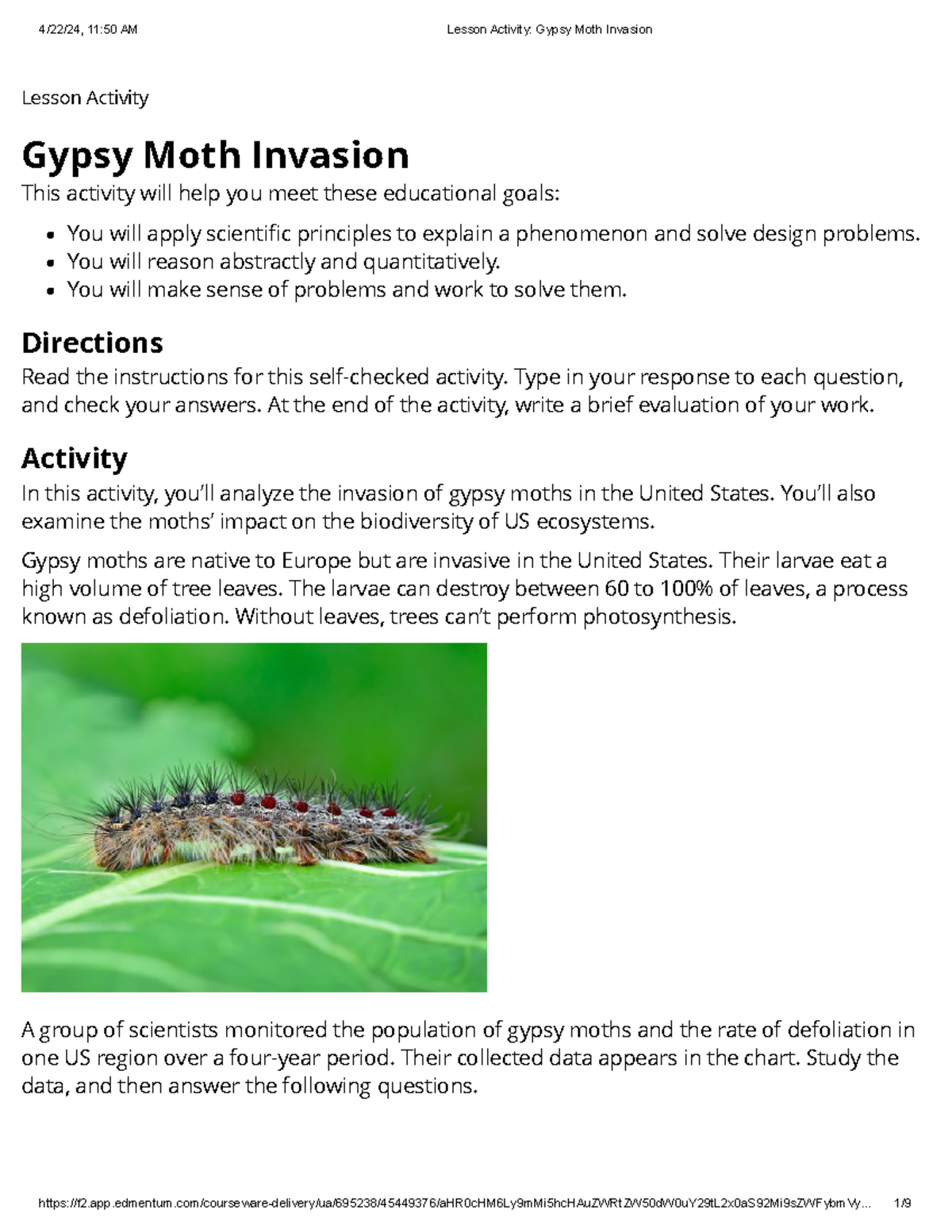 Factors that Affect Biodiversity Tutorial - Lesson Activity Gypsy Moth ...