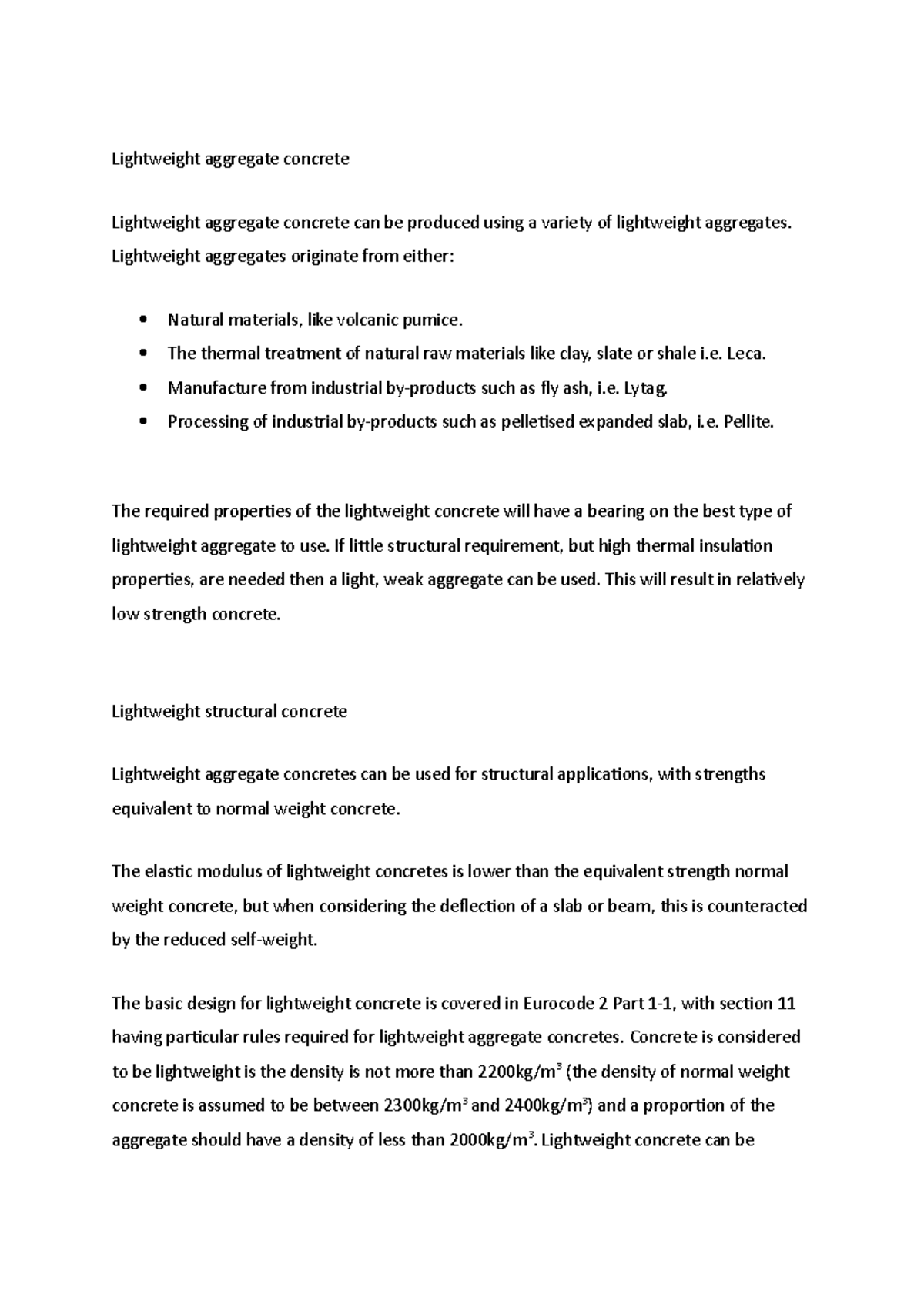 Lightweight - Lightweight aggregates originate from either: Natural ...