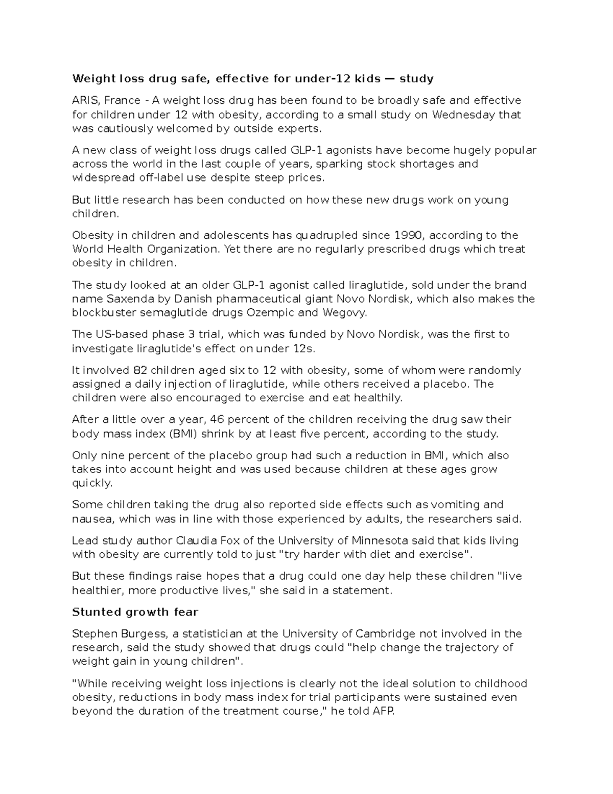 Article Clippings (GMA NEWS) - Weight loss drug safe, effective for ...