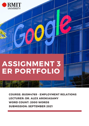 Employment-Relations Asm-3 Individual - EMPLOYMENT RELATIONS BUSM Assignment 3 – ER Portfolio ...