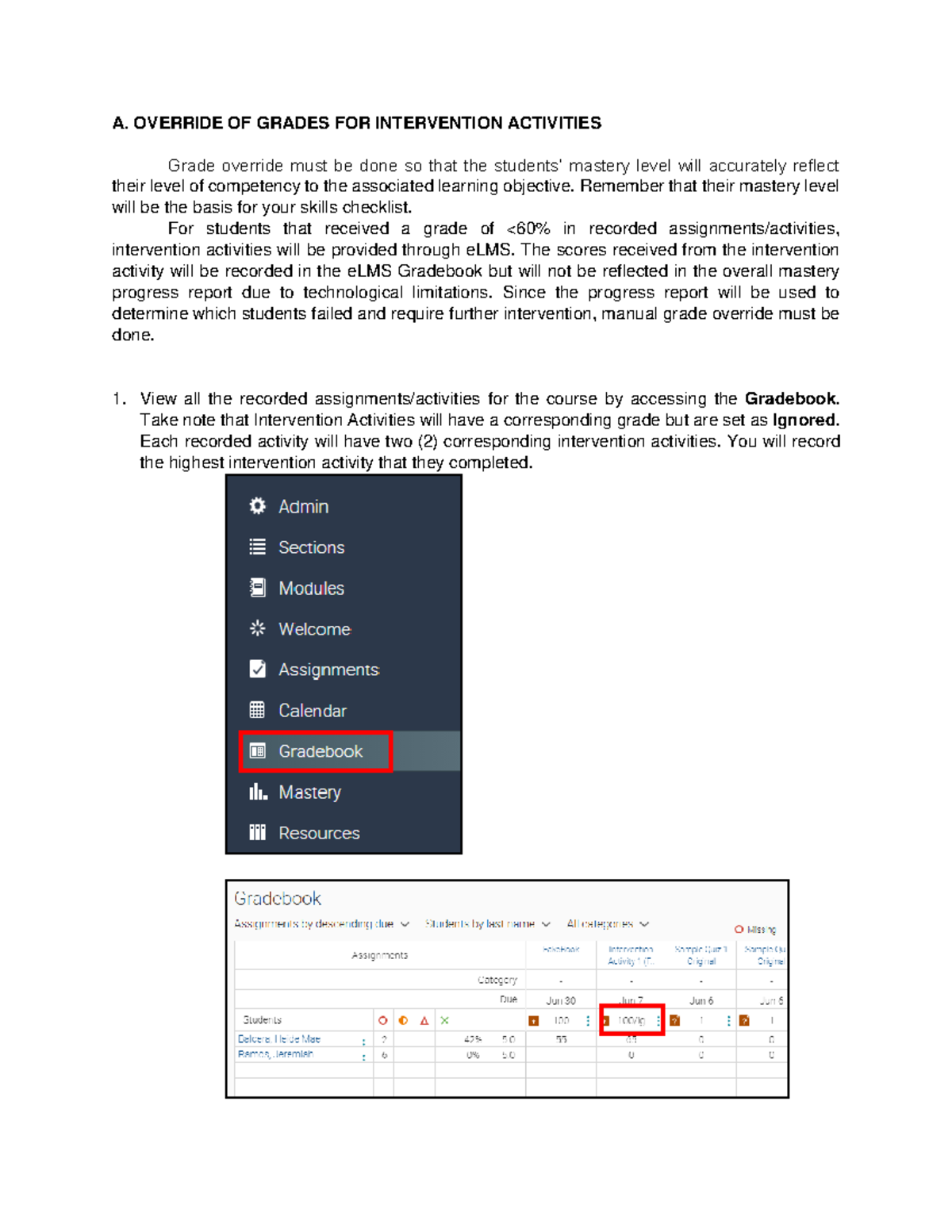 Override of Grades - General Mathematics - STI Handouts - A. OVERRIDE ...