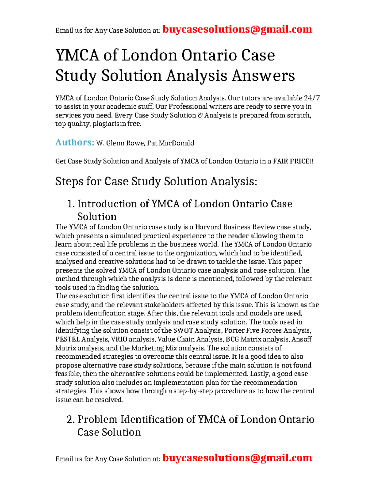 Case Solution YMCA of London Ontario - YMCA of London Ontario Case Study Solution Analysis ...
