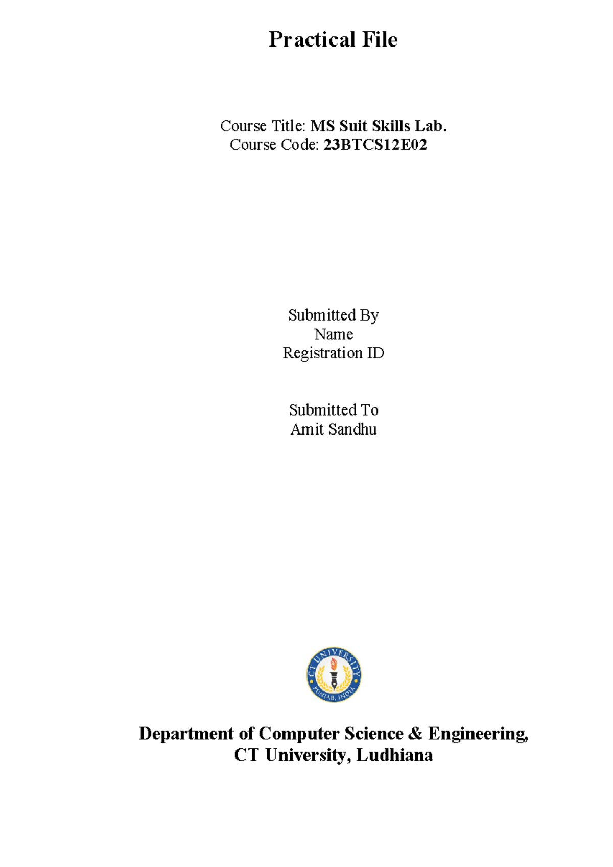 Practical File MS SUIT Skills - Practical File Course Title: MS Suit ...