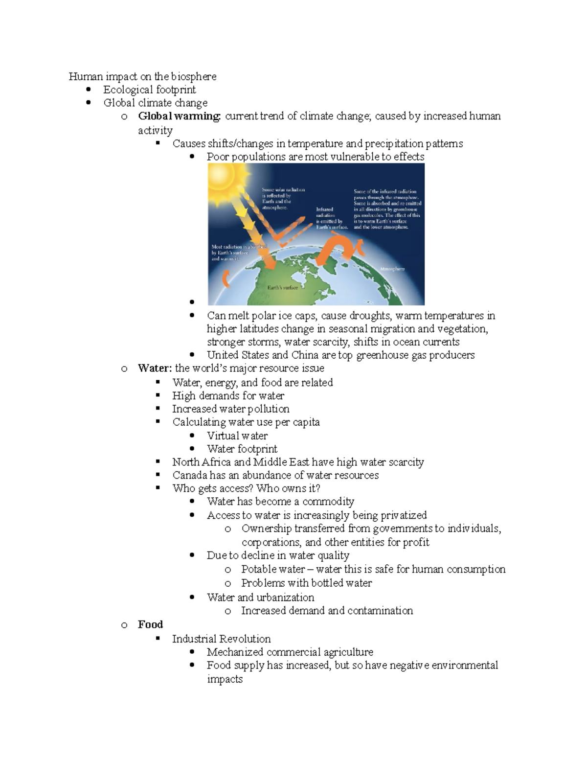 Human Environment Notes - Human impact on the biosphere Ecological ...