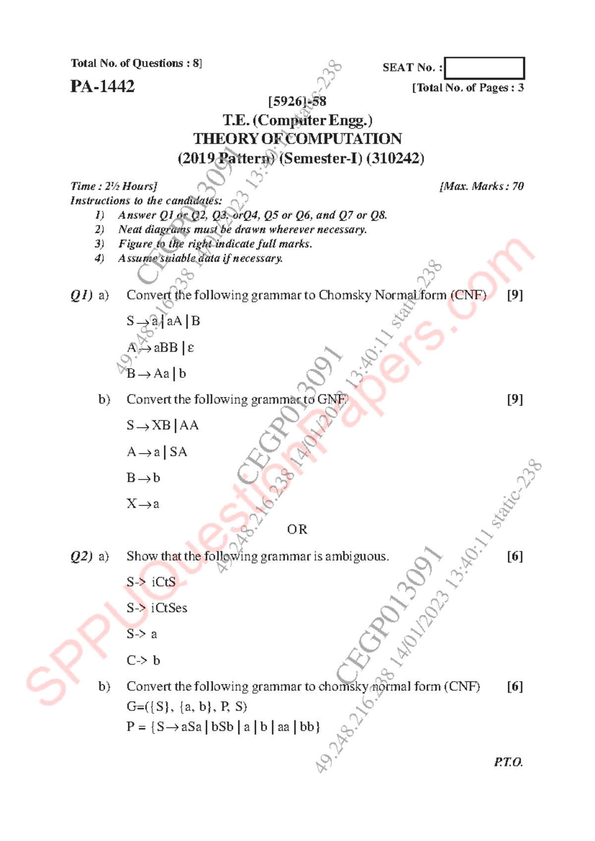 Lecture Noteslecture Notes 5926 58 1 Total No Of Questions 8 5926 T Computer Engg
