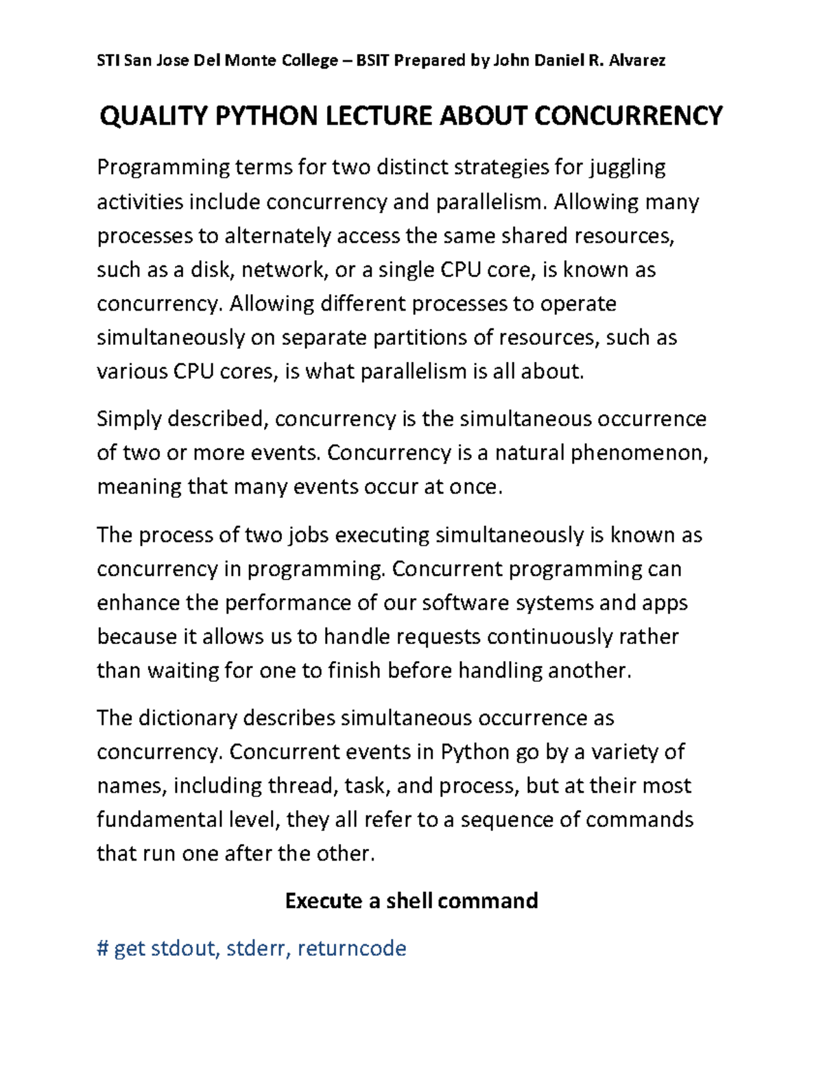 Quality Python Lecture about Concurrency - QUALITY PYTHON LECTURE ABOUT ...