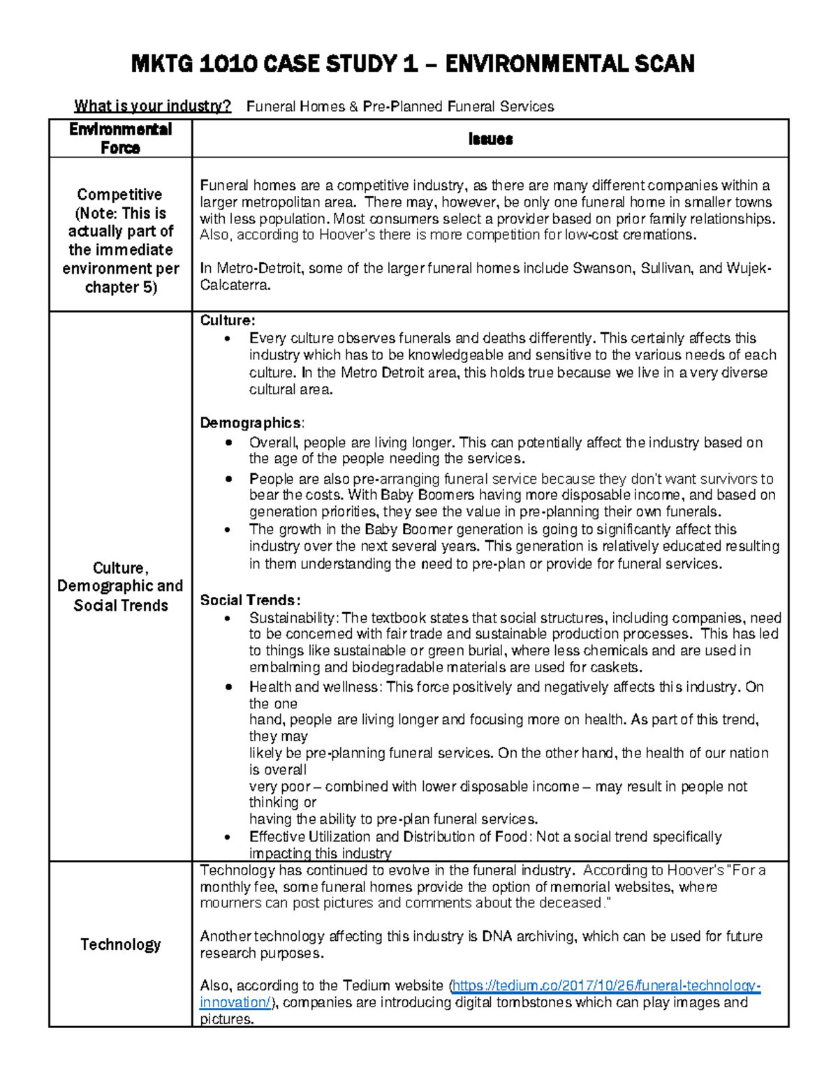 Environmental Scan Sample - MKTG 1010 CASE STUDY 1 – ENVIRONMENTAL SCAN ...