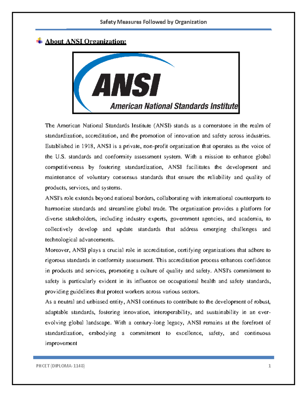 MGT3 - About ANSI Organization: The American National Standards ...