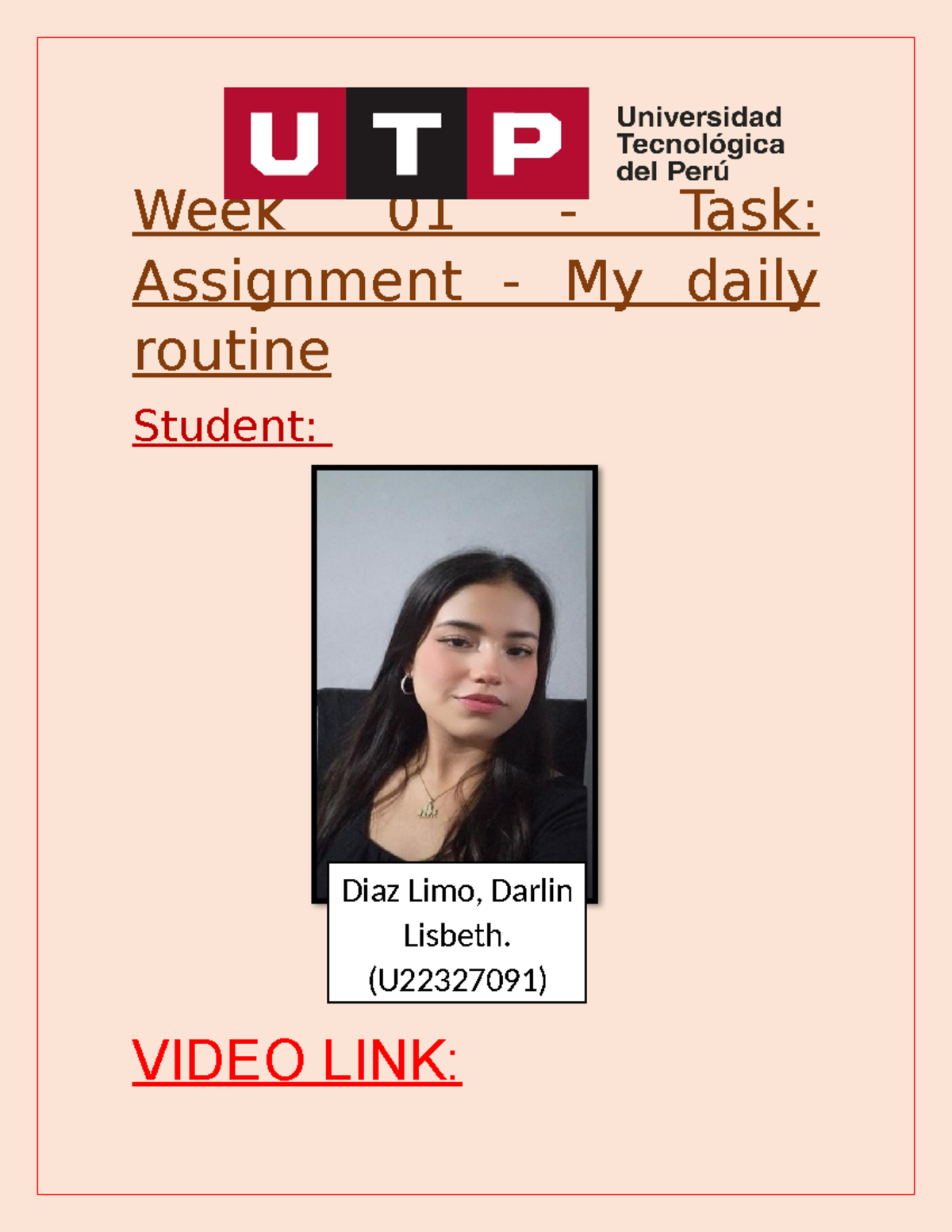 Week 1-My Daily Routine - Ingles - Week 01 - Task: Assignment - My ...
