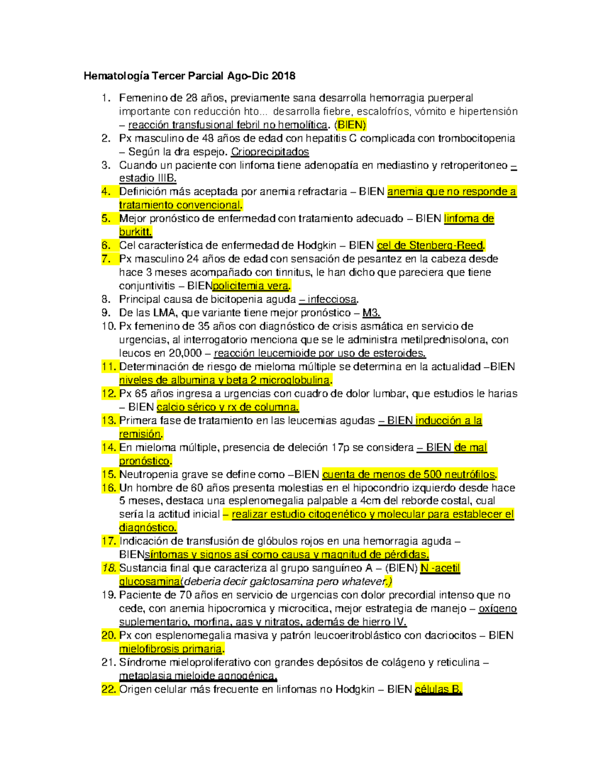 Banco hemato - Hematología Tercer Parcial Ago-Dic 2018 1. Femenino de ...