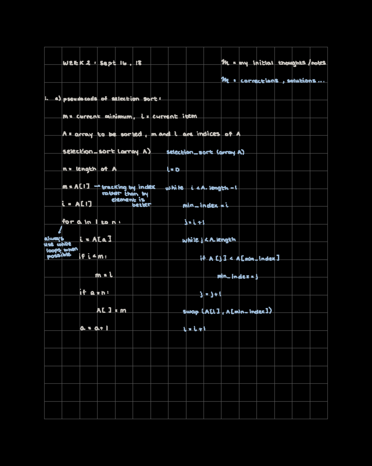 Cpsc 331 Tutorial Notes Weeks 2 13 Week 2 Sept 16 18 M My Initial Thoughts Notes M