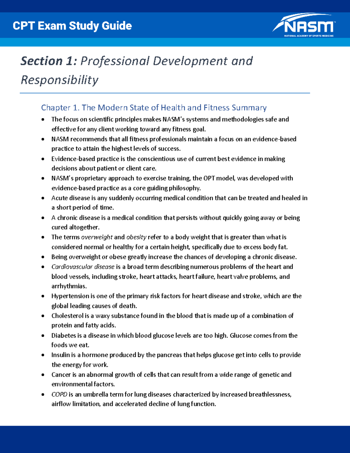 CPT7 Study-Guide Section 1 - Section 1: Professional Development and ...