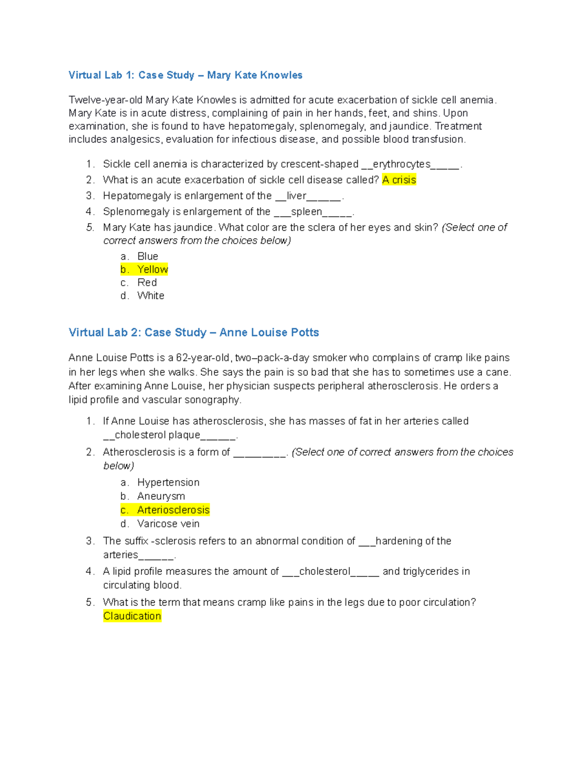 Week 3 lab - week 3 lab - Virtual Lab 1: Case Study – Mary Kate Knowles Twelve-year-old Mary ...