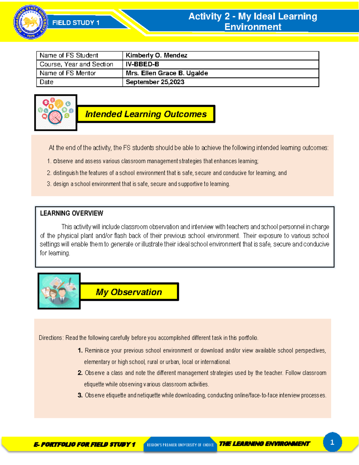 FS1-Activity-2 - FS1-Activity-2 - ####### FIELD STUDY 1 Environment 1 ...