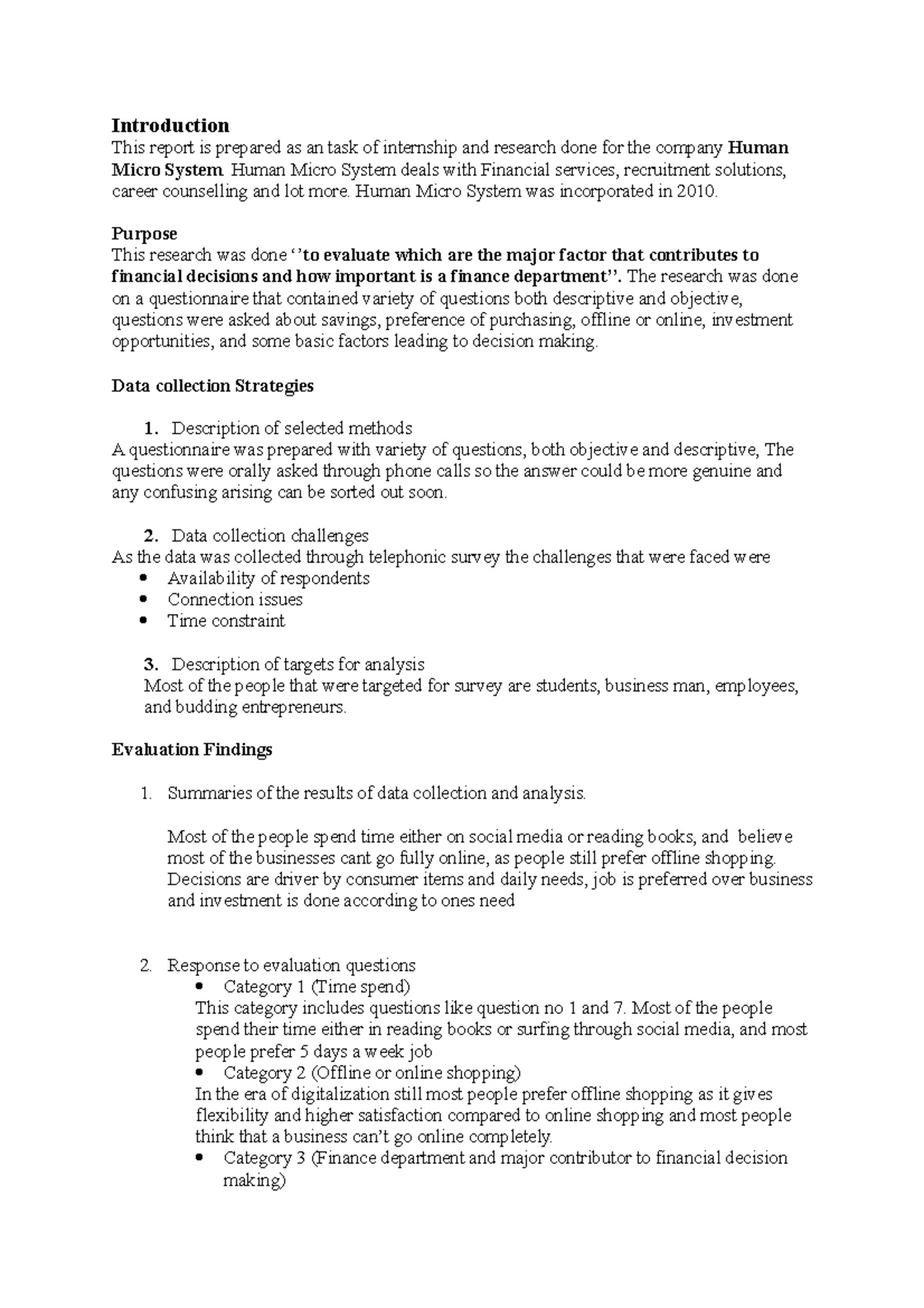 Report HMS - Introduction This report is prepared as an task of ...