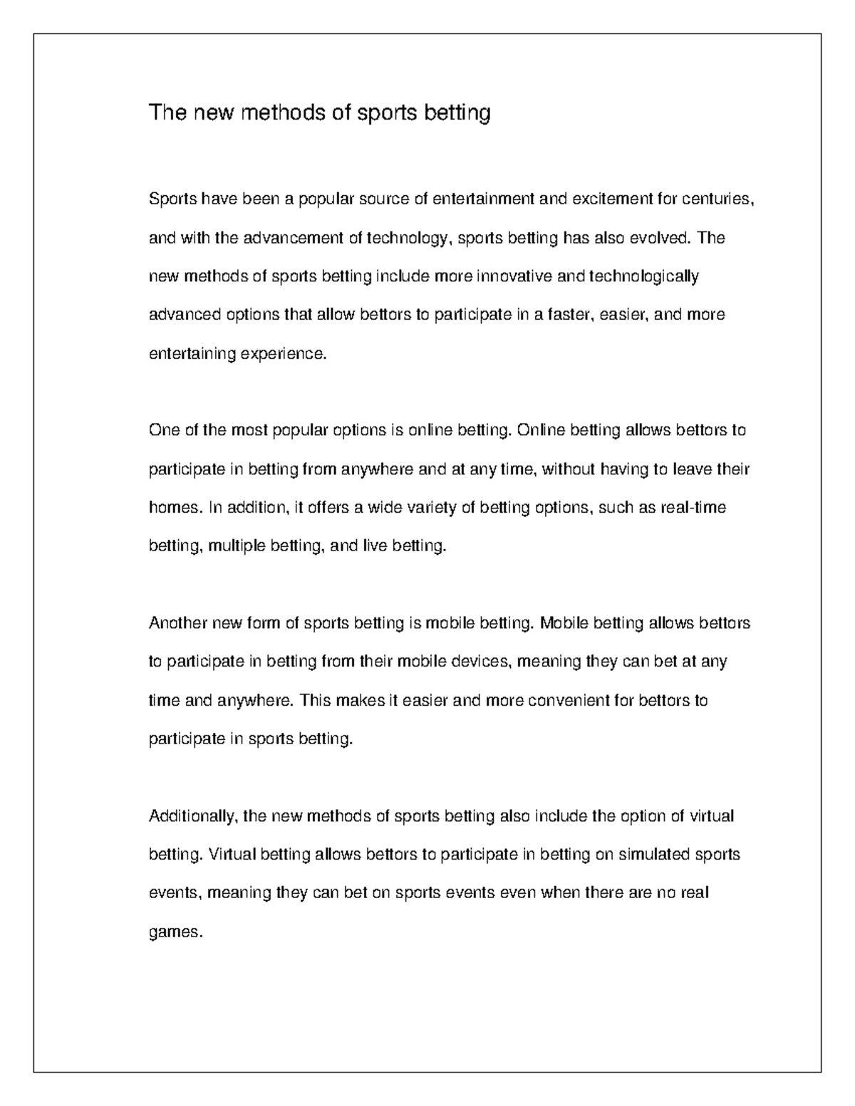 The new methods of sports betting - The new methods of sports betting ...