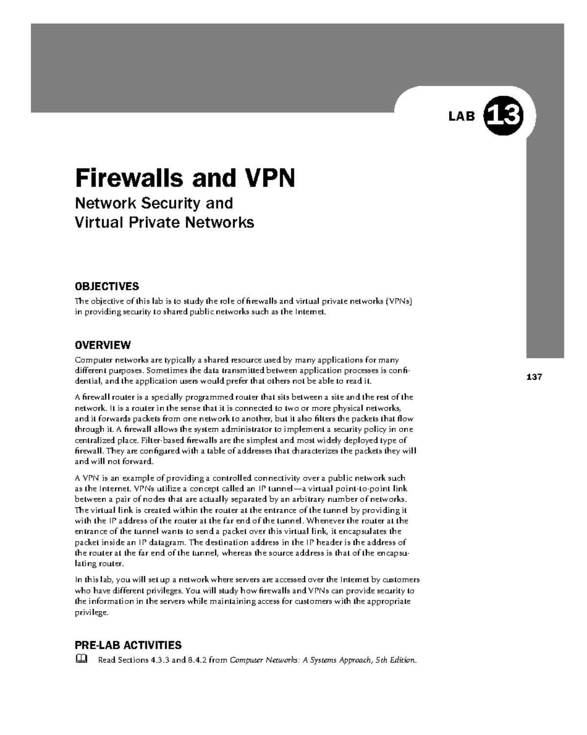 Lab 13 - ####### 137 LAB OBJECTIVES The objective of this lab is to ...