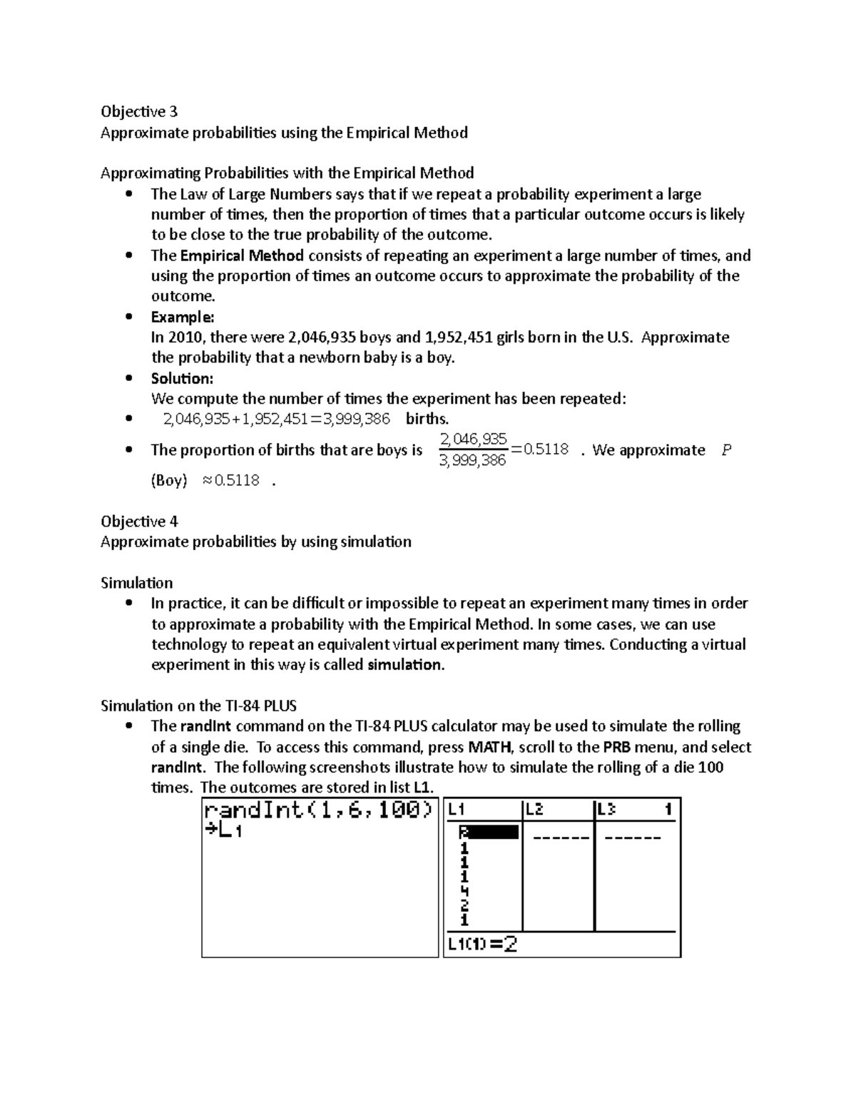 Ch. 5.1 (Math 241) Part 3 - Objective 3 Approximate probabilities using ...