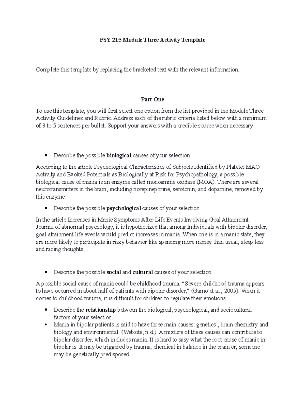 PSY 215 Module Three Activity Template - PSY 215 Module Three Activity ...
