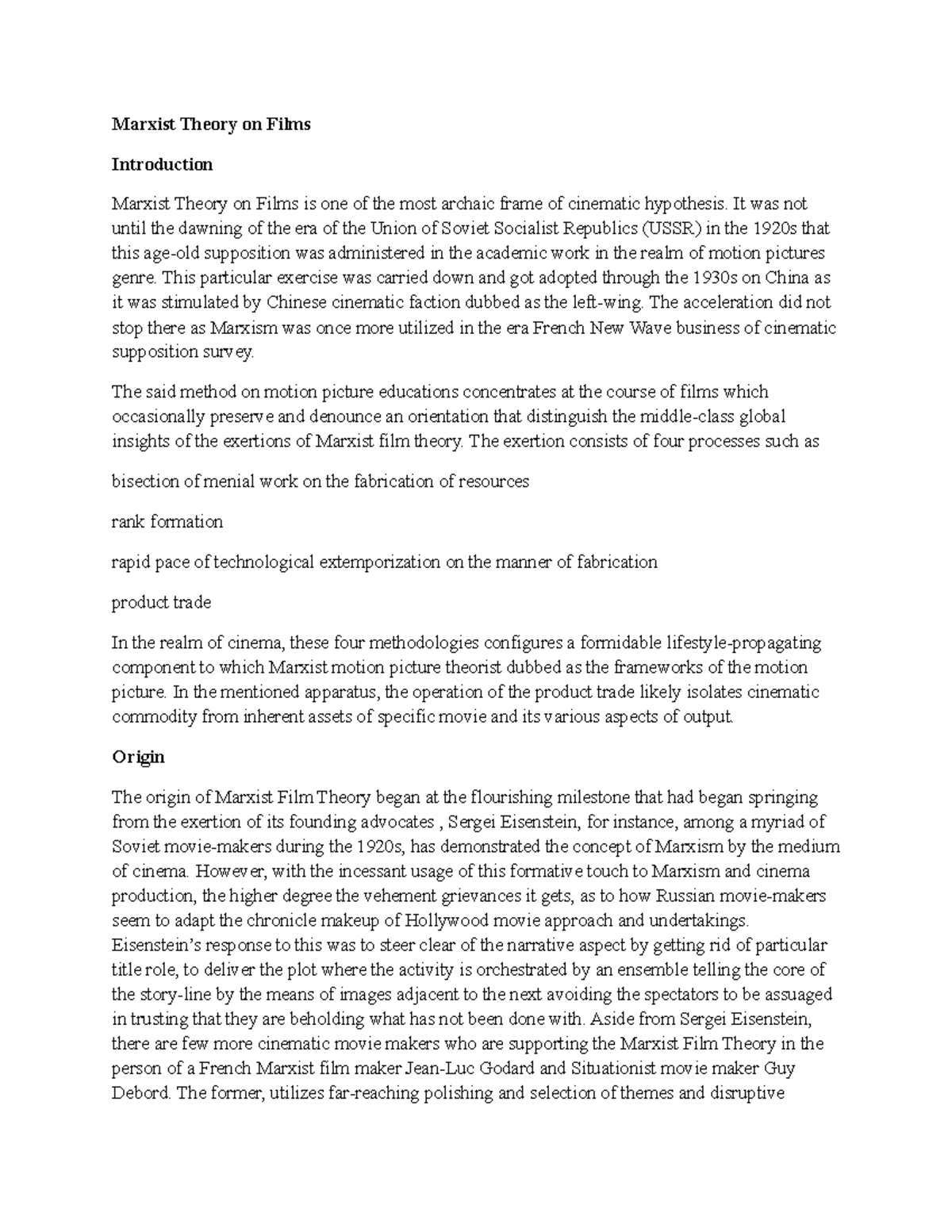 Marxist Theory on Films - Marxist Theory on Films Introduction Marxist ...